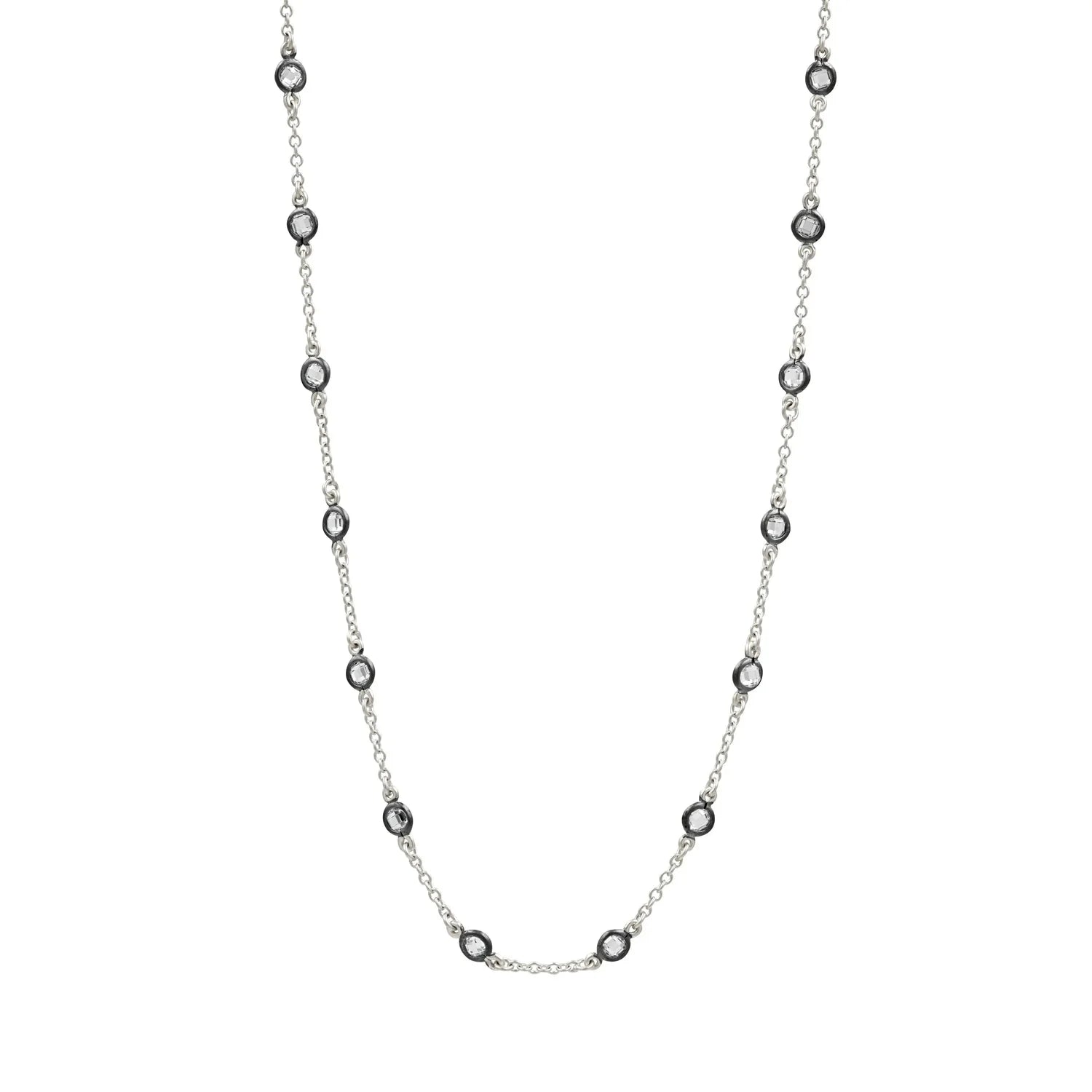 MINI BEZEL STONE NECKLACE - BLACK AND SILVER – Rebecca & Maria's